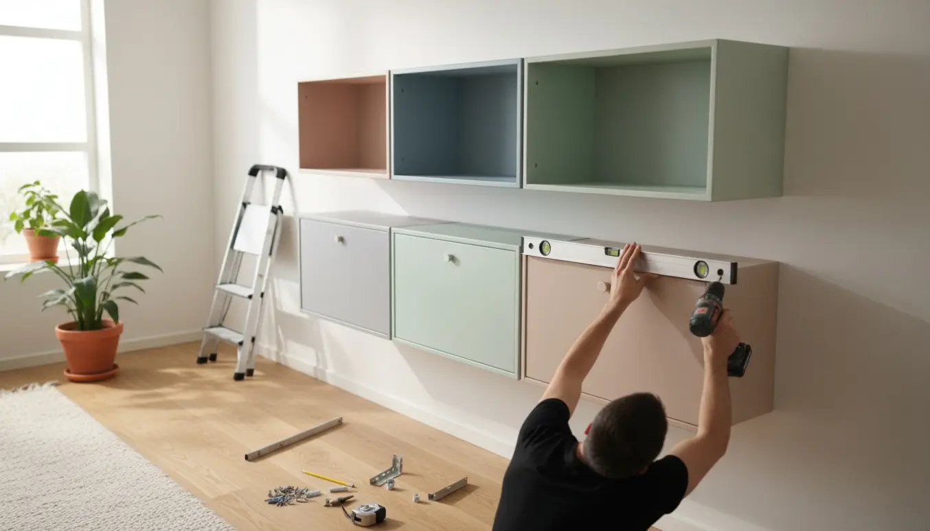 Montering og ophængning af Montana-moduler med opmåling, vater og plugs ...