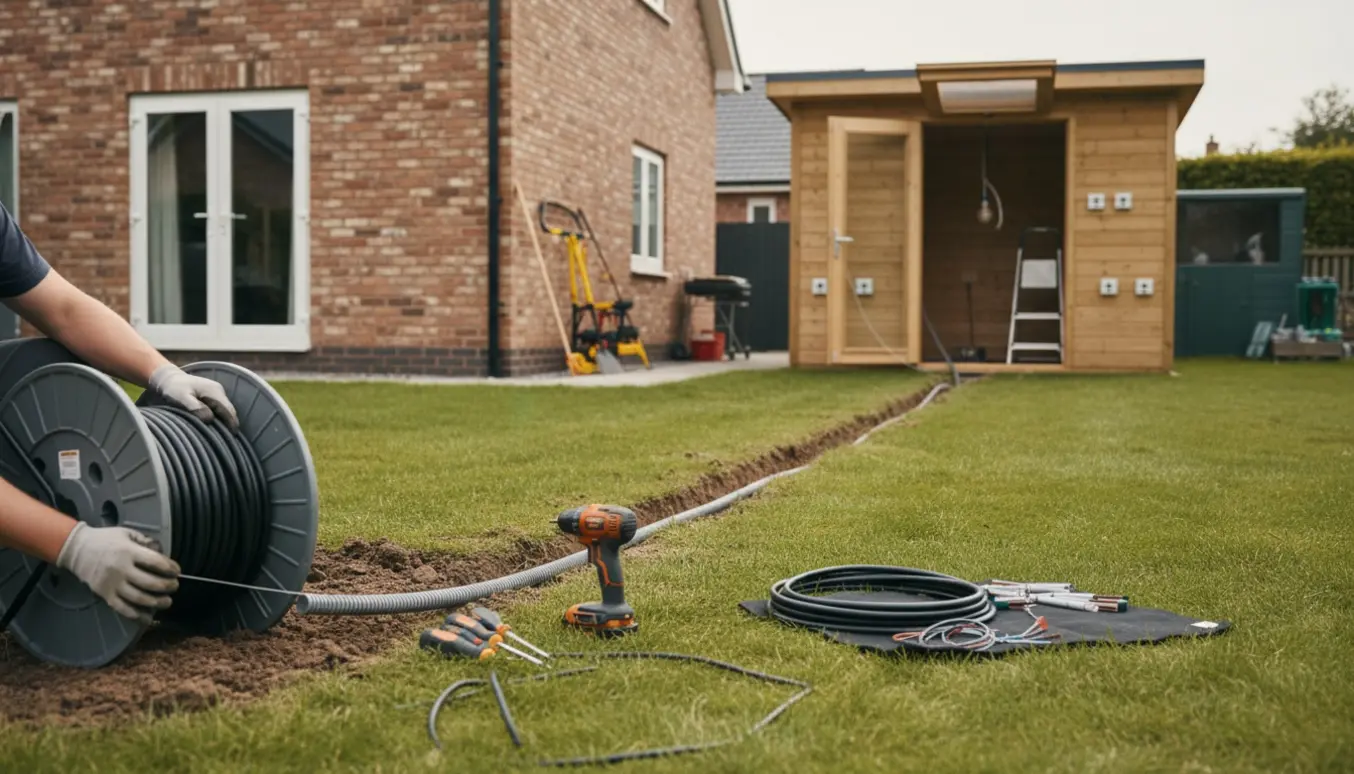 El til anneks: jordkabel fra hus, underfordeling/HPFI, loftudtag og 3 ...